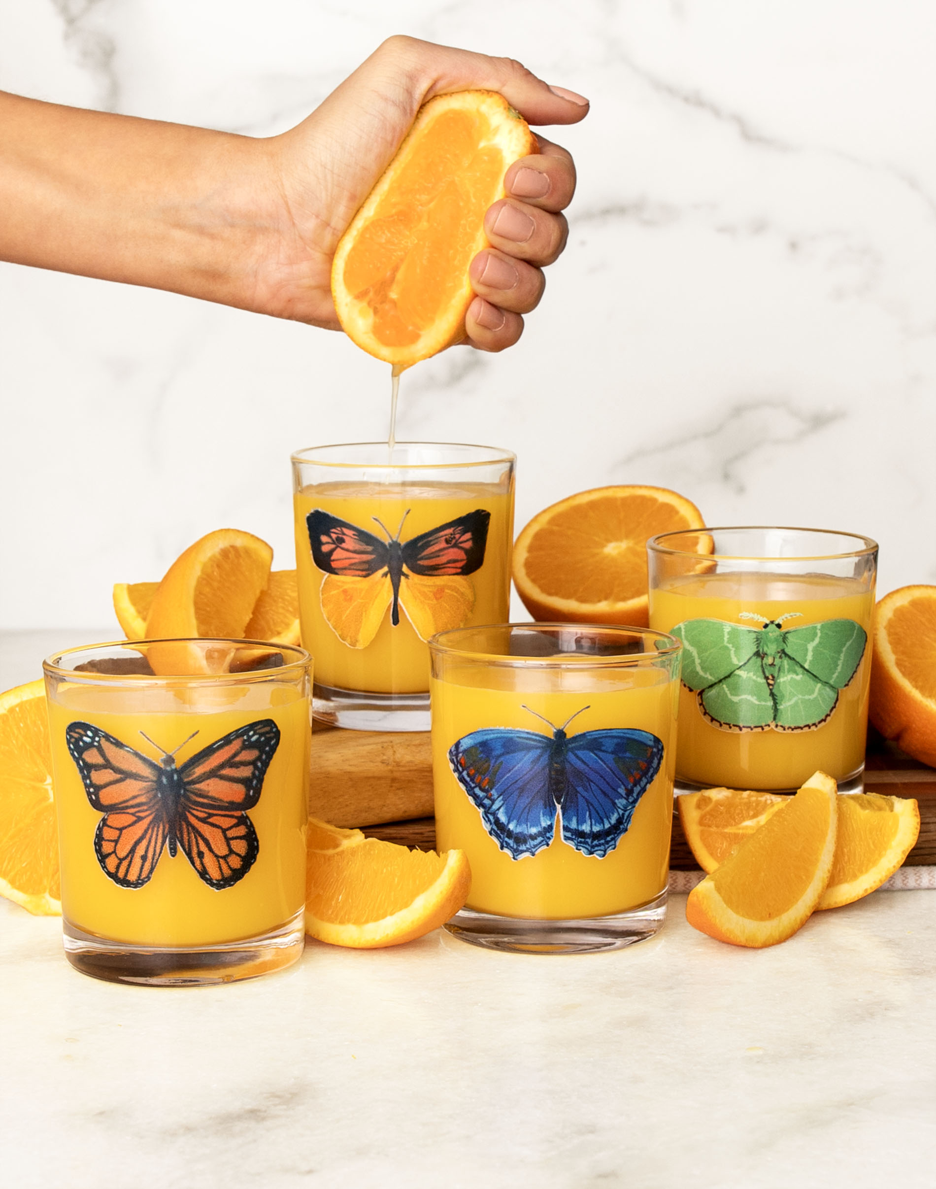 Tiny Monarch Butterflies Short Juice Glass - 1canoe2